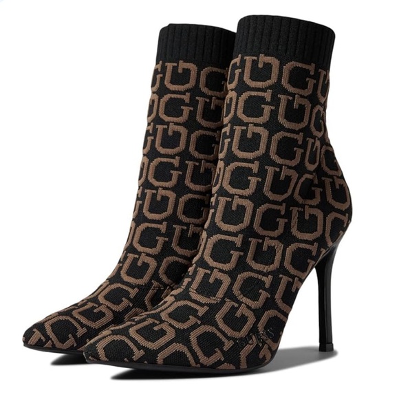Guess | Shoes | New Guess Tears Monogram Knitted Ankle Boots Booties ...